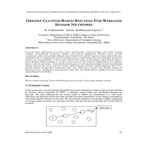 Greedy Cluster Based Routing For Wireless Sensor Networks Pdf