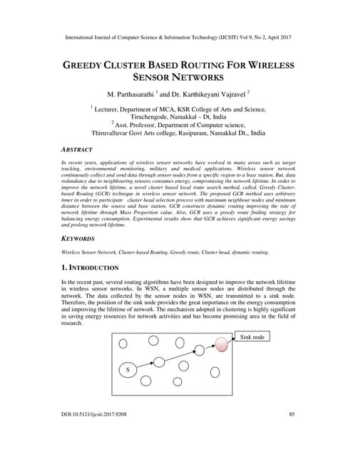Greedy Cluster Based Routing For Wireless Sensor Networks Pdf