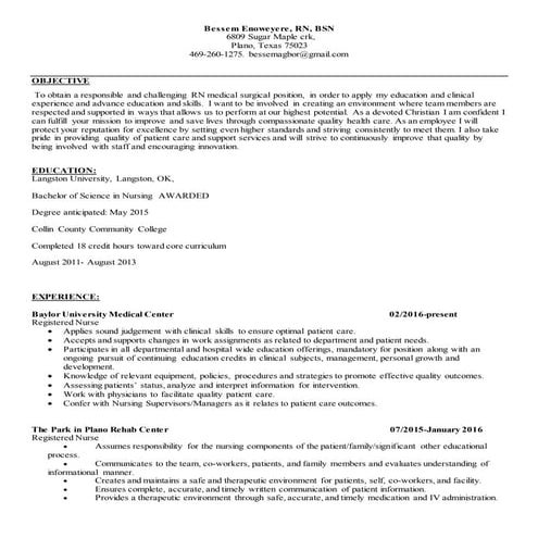 BESSEM, RN, BSN. Resume | PDF