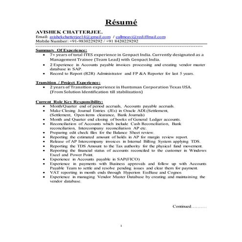 Avishek Chatterjee resume | DOCX