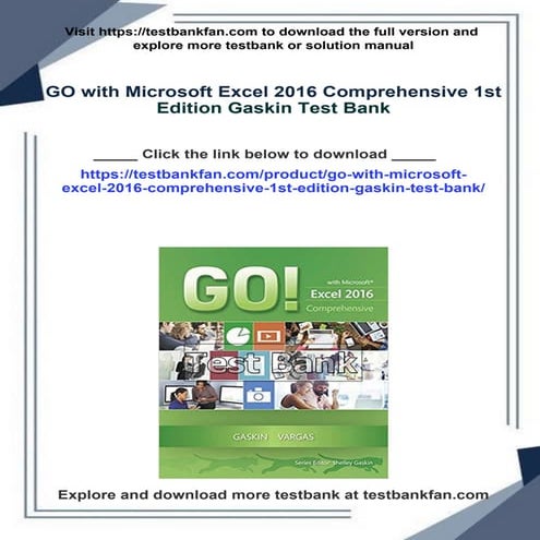 GO with Microsoft Excel 2016 Comprehensive 1st Edition Gaskin Test Bank ...
