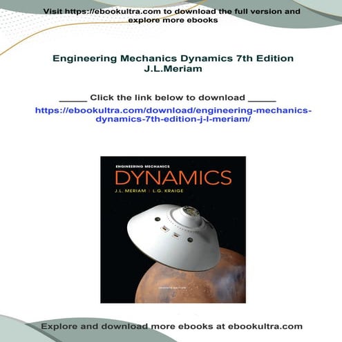 Instant Access to Engineering Mechanics Dynamics 7th Edition J.L.Meriam ebook Full Chapters | PDF