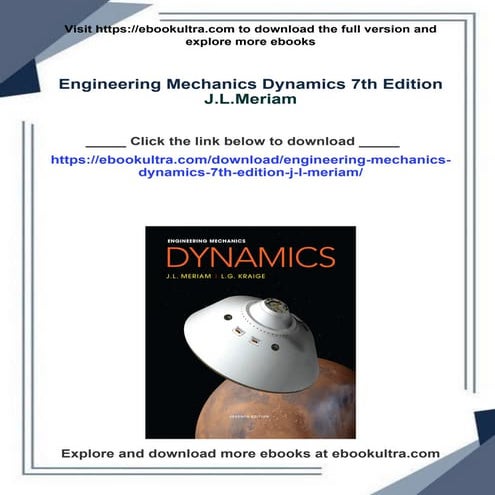 Engineering Mechanics Dynamics 7th Edition J.L.Meriam | PDF