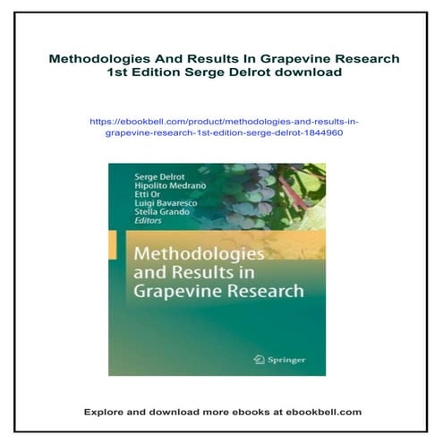 Methodologies And Results In Grapevine Research 1st Edition Serge Delrot | PDF