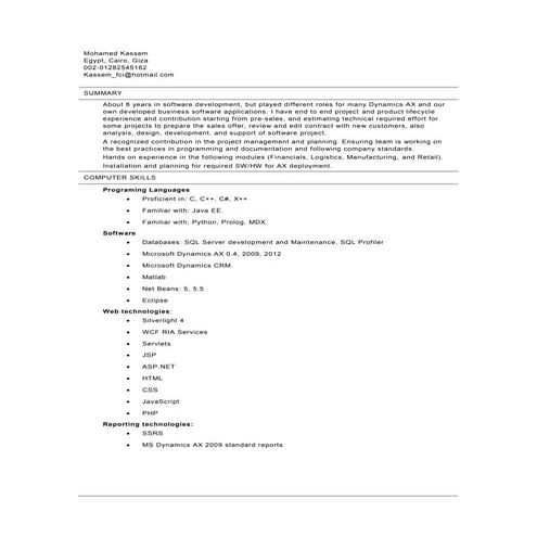 Mohamed Kassem CV | PDF | IT and Internet Support | Internet