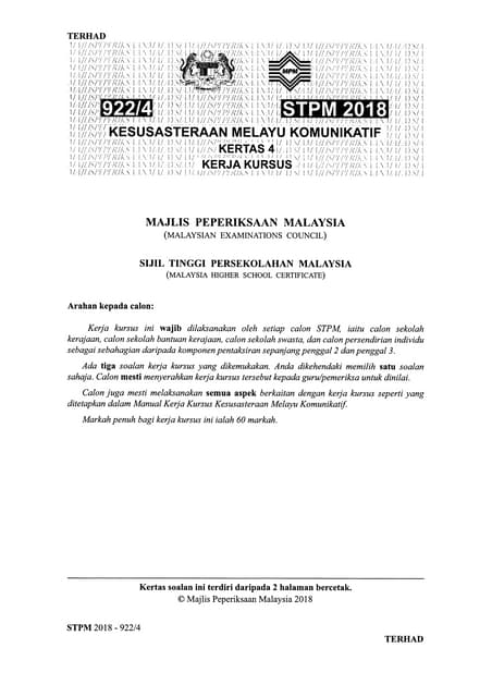 9224 papan cerita contoh Kesus Melayu STPM 2018 | PDF