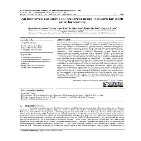 An improved convolutional recurrent neural network for stock price forecasting | PDF