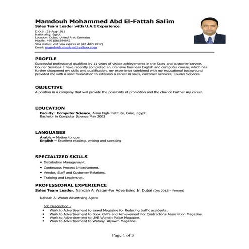dubai-resume-Mamdouh | PDF