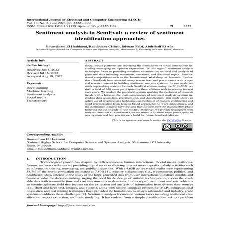 Sentiment analysis in SemEval: a review of sentiment identification approaches | PDF