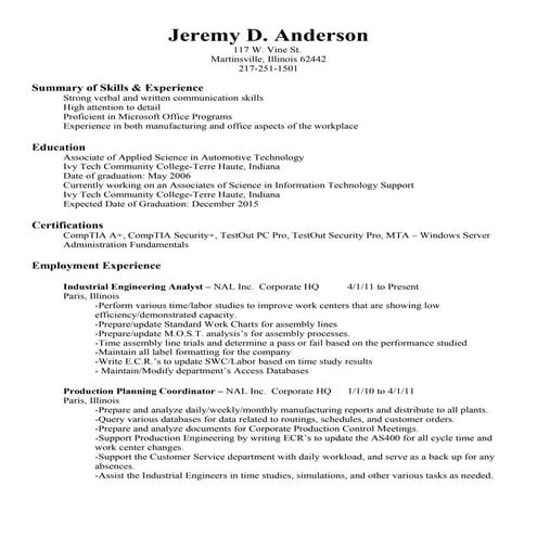 Jeremy Anderson Resume | DOC