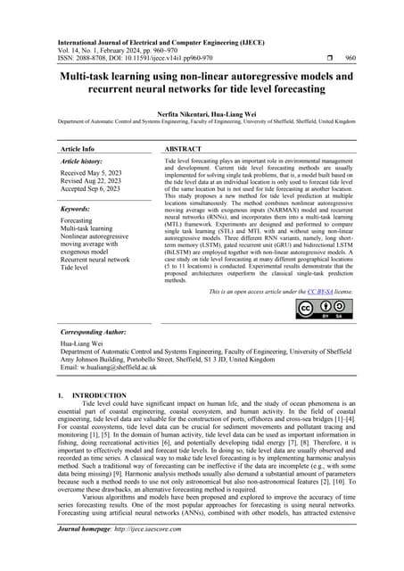 Multi Task Learning Using Non Linear Autoregressive Models And Recurrent Neural Networks For