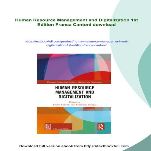 Human Resource Management and Digitalization 1st Edition Franca Cantoni ...