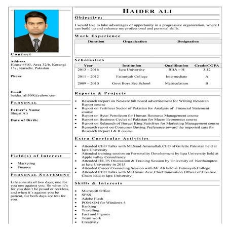 Haider Ali -Resume | PDF