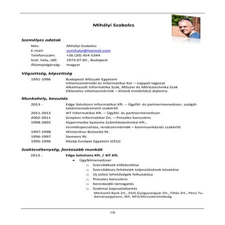 CV Mihályi Szabolcs HUN 161019 | PDF