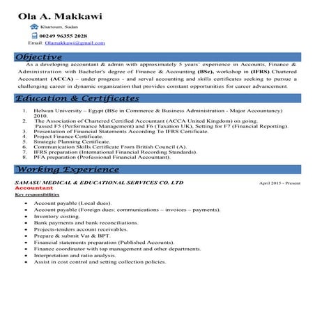 Ola Resume ,, | PDF
