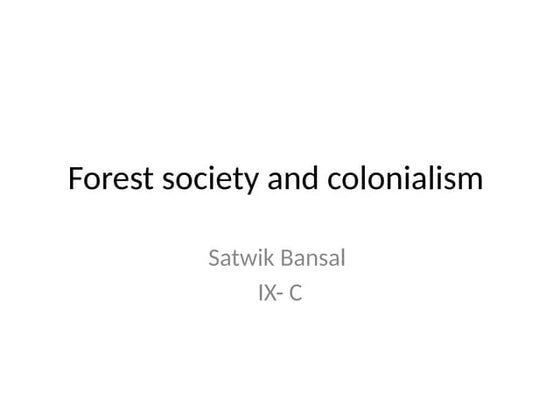 History Of Forest Conservation In Indian Subcontinent. | PDF