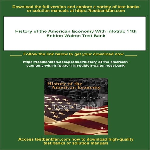 History of the American Economy With Infotrac 11th Edition Walton Test ...