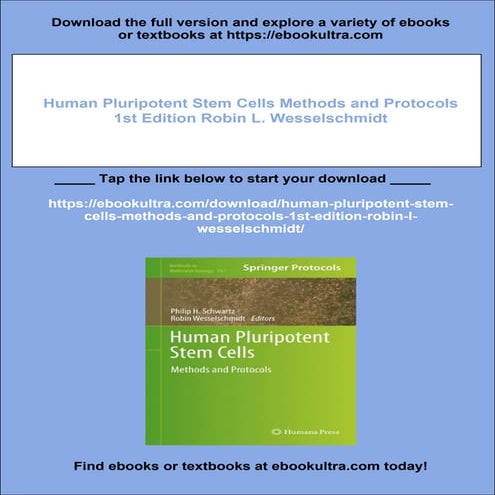 Human Pluripotent Stem Cells Methods and Protocols 1st Edition Robin L. Wesselschmidt | PDF