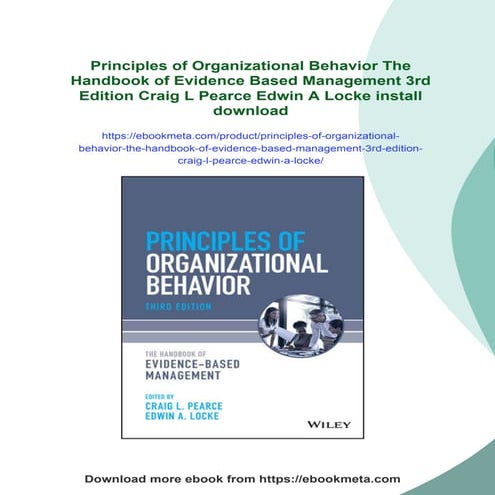 Principles of Organizational Behavior The Handbook of Evidence Based ...