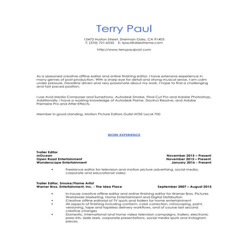 Terry Paul Resume | PDF
