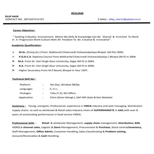 CV DILIP sales | DOC