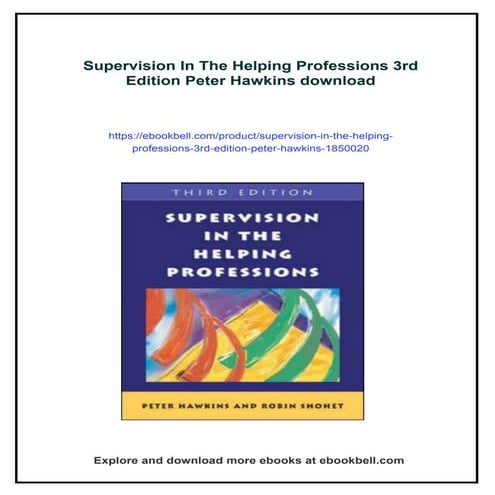 Supervision In The Helping Professions 3rd Edition Peter Hawkins | PDF