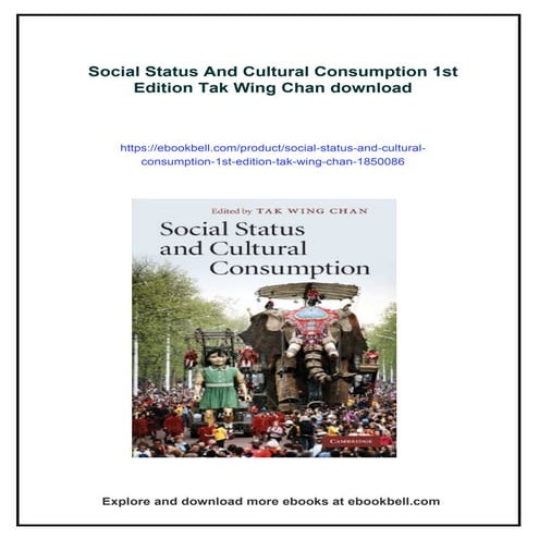 Social Status And Cultural Consumption 1st Edition Tak Wing Chan | PDF