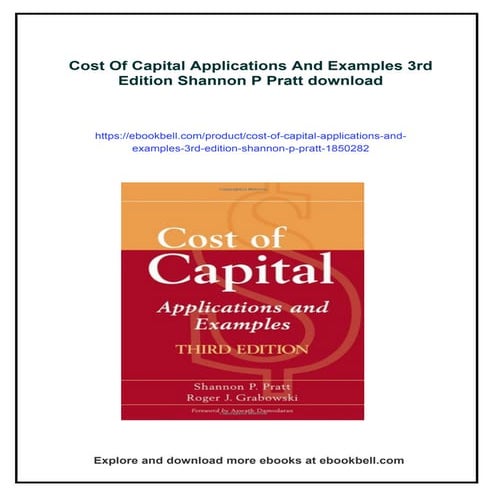 Cost Of Capital Applications And Examples 3rd Edition Shannon P Pratt | PDF