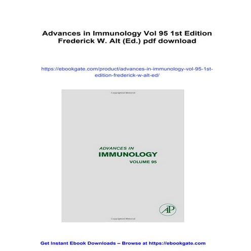 Advances in Immunology Vol 95 1st Edition Frederick W. Alt (Ed.) | PDF