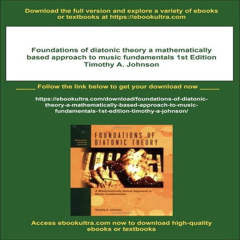 Foundations of diatonic theory a mathematically based approach to music fundamentals 1st Edition ...