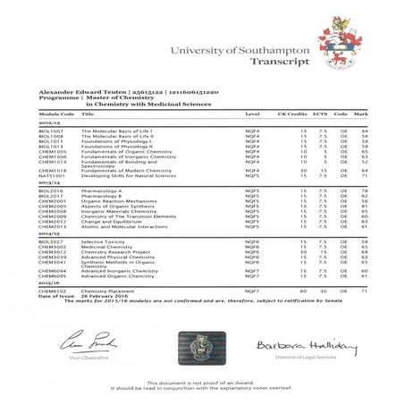 Academic Transcript | PDF
