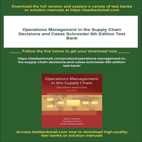 Operations Management in the Supply Chain Decisions and Cases Schroeder ...