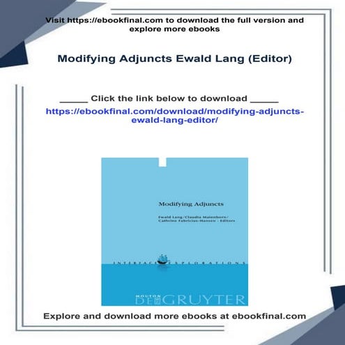 Download full Modifying Adjuncts Ewald Lang (Editor) ebook all chapters | PDF