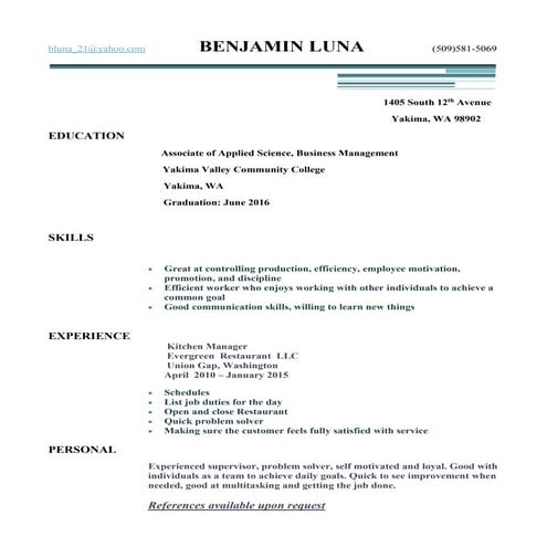 BA 225 homework #3 resume | PDF