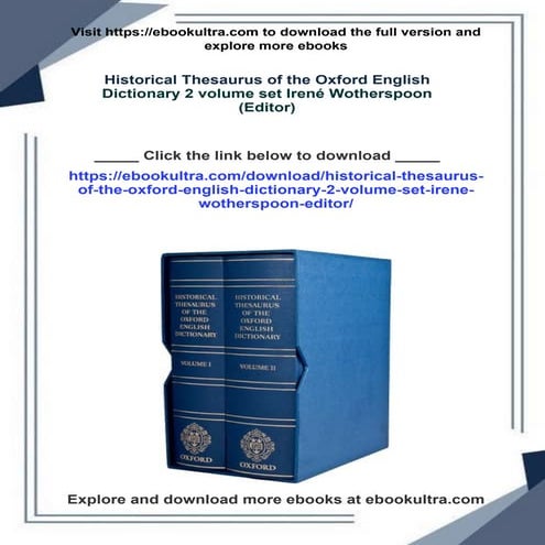 Historical Thesaurus of the Oxford English Dictionary 2 volume set ...