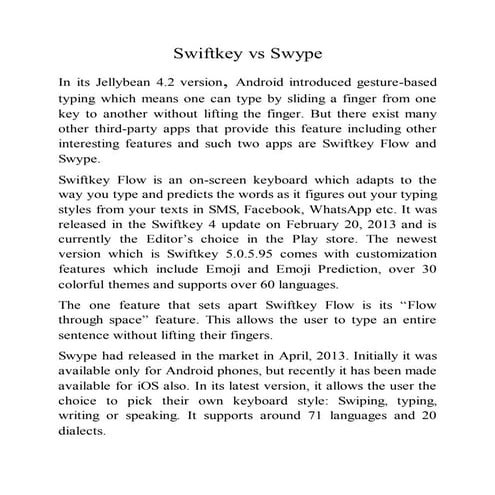 Swiftkey vs Swype | DOCX