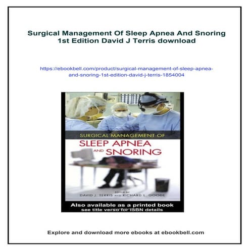 Surgical Management Of Sleep Apnea And Snoring 1st Edition David J ...