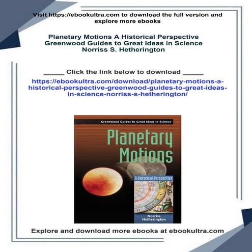 Planetary Motions A Historical Perspective Greenwood Guides to Great ...