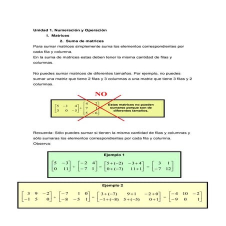 Matrices - Suma | PDF