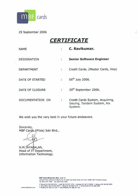 NCB Base24 Migration Certificate | PDF