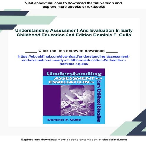 Understanding Assessment And Evaluation In Early Childhood Education 2nd Edition Dominic F ...