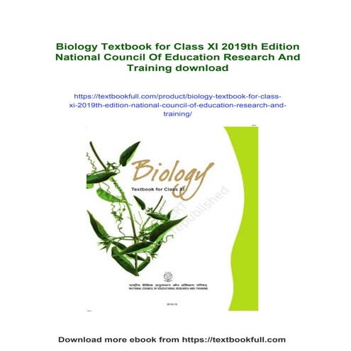 Biology Textbook for Class XI 2019th Edition National Council Of ...