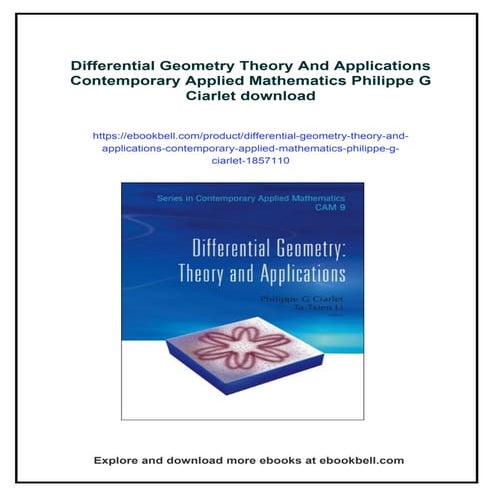 Differential Geometry Theory And Applications Contemporary Applied Mathematics Philippe G ...