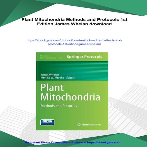 Plant Mitochondria Methods and Protocols 1st Edition James Whelan | PDF