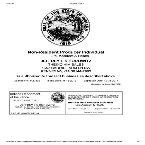 Indiana Life and Health Insurance License | PDF
