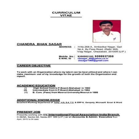 Resume of CHANDRA BHAN SAGAR | DOCX