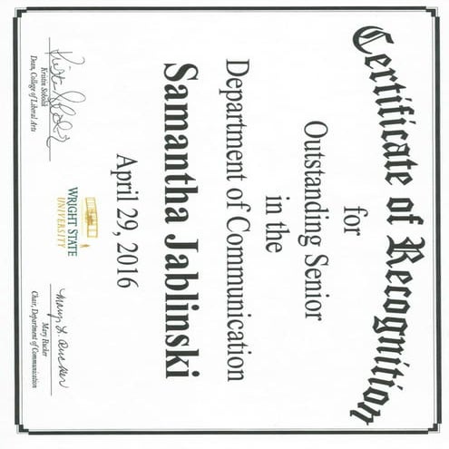 Outstanding Senior Award Certificate | PDF