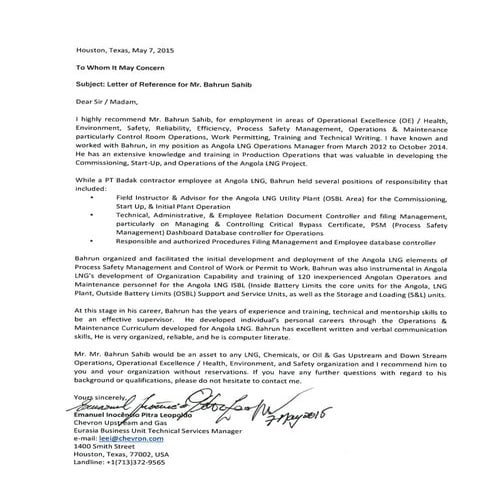 LETTER OF REFERENCE FOR BAHRUN SAHIB by Emanuel Leopoldo | PDF