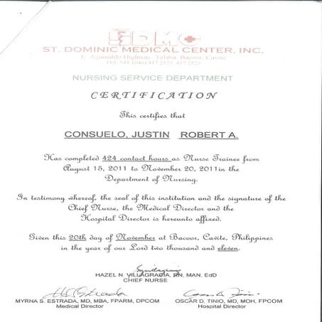 St. Dom Certificate | PDF