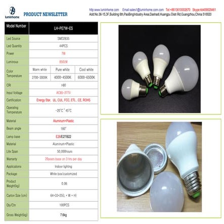 85-277V LED bulb7w AL+PL | PDF